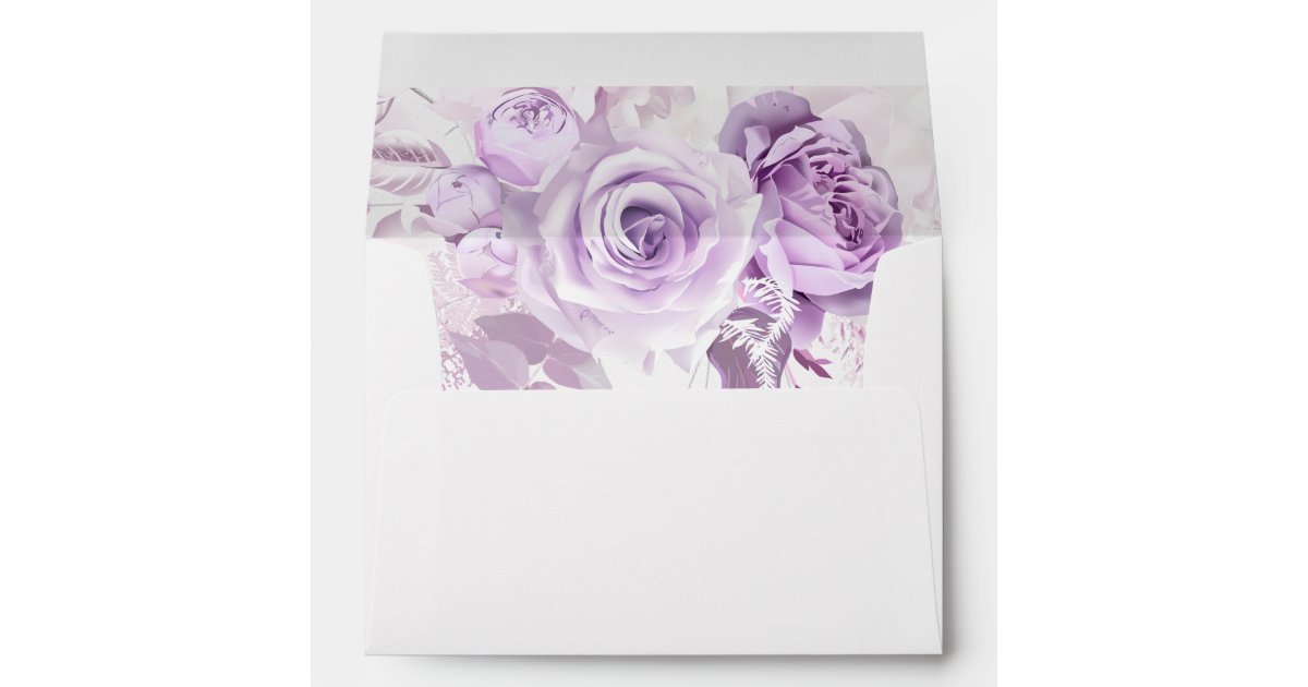 Enchanted Purple Rose Wedding Invitation Envelope | Zazzle