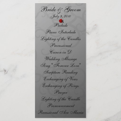Enchanted Roses Wedding Program Card | Zazzle