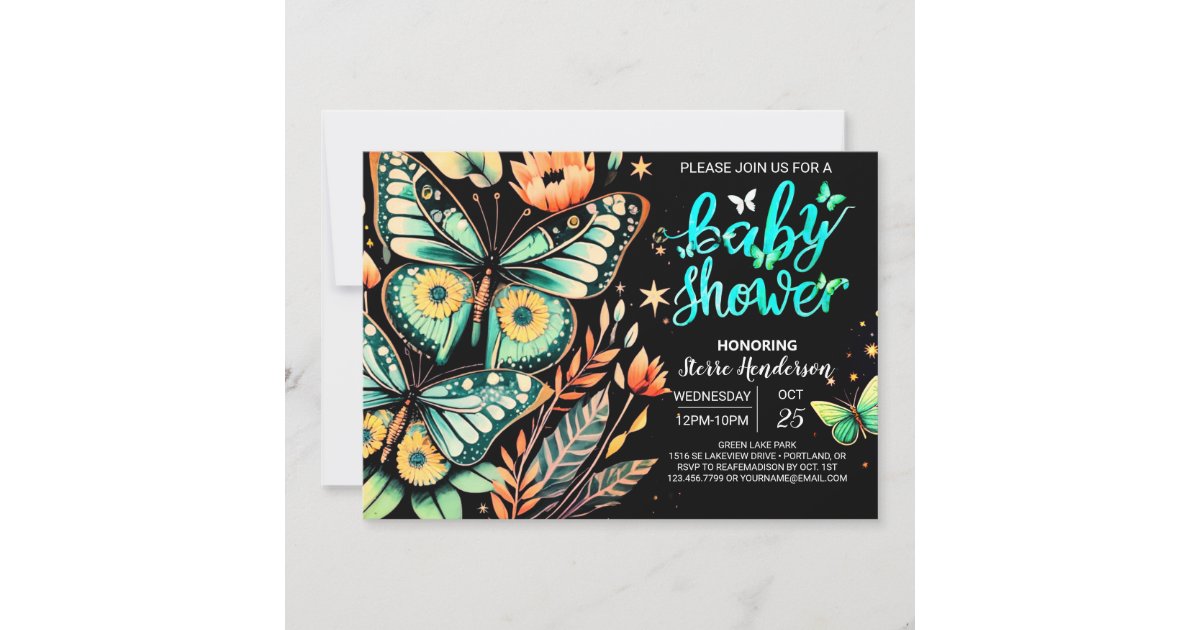 Enchanted Sage Flutter Baby Shower Invitation | Zazzle