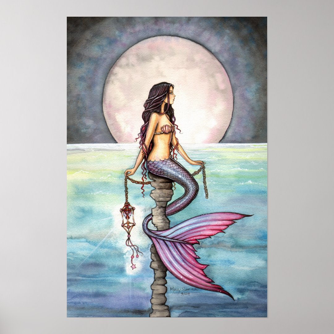 Enchanted Sea Mermaid Art Poster Print | Zazzle