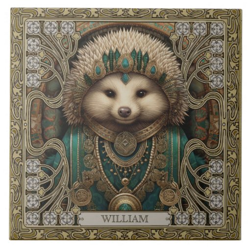 Enchanted Spirit Hedgehog Personalized Jewels Ceramic Tile | Zazzle