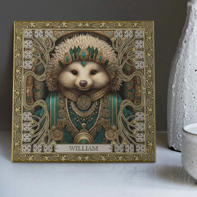 Enchanted Spirit Hedgehog Personalized Jewels Ceramic Tile | Zazzle