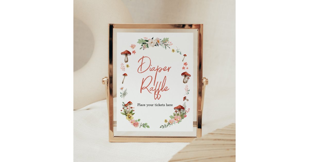 Enchanted Wildflower Mushroom Diaper Raffle Poster | Zazzle