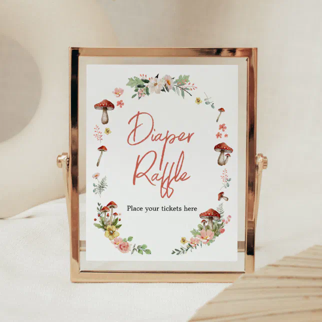 Enchanted Wildflower Mushroom Diaper Raffle Poster | Zazzle