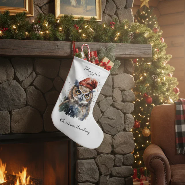 Enchanted Winter Owl, custom Small Christmas Stocking | Zazzle