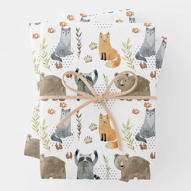 Enchanted Woodland Forest Animals Baby Shower Gift Wrapping Paper ...