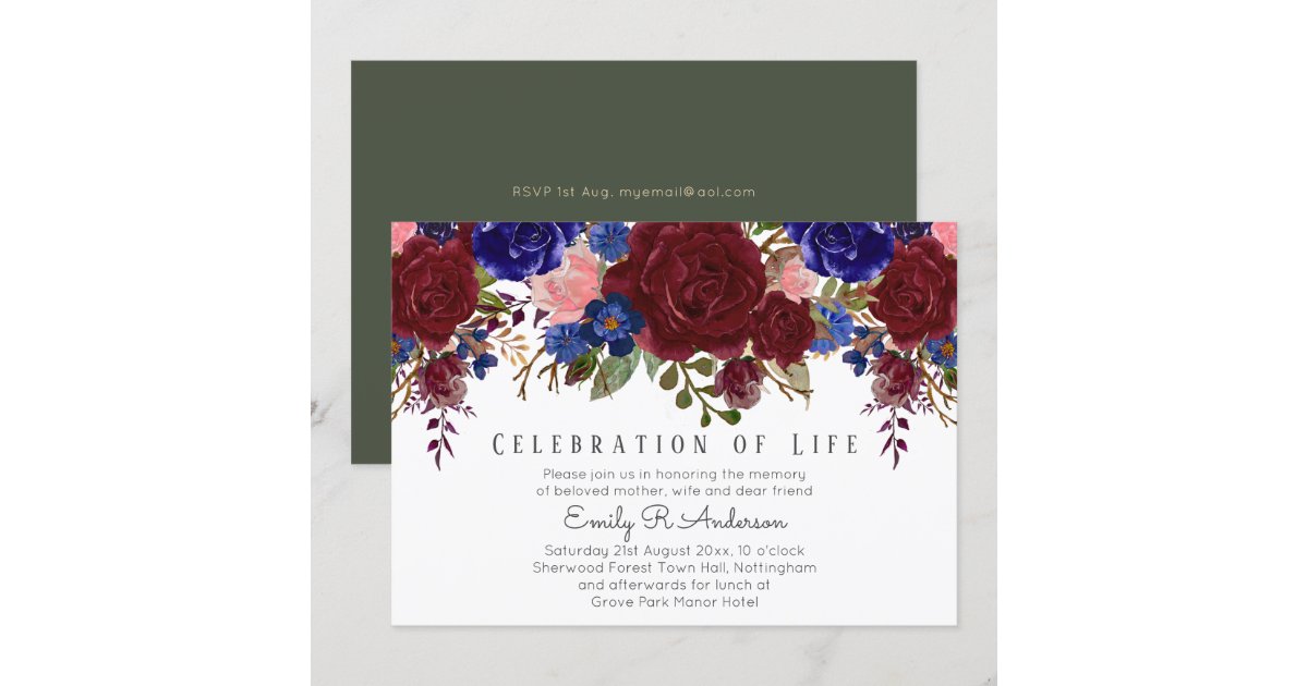 Enchanting CELEBRATION of LIFE Memorial Funeral Invitation | Zazzle