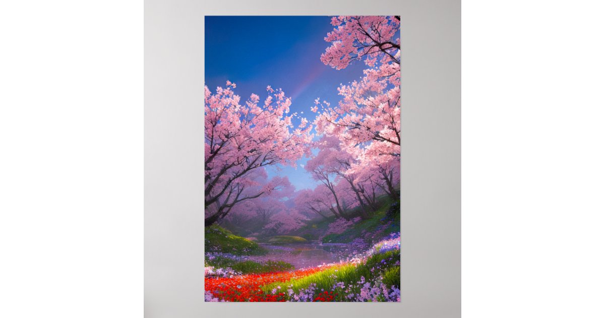Enchanting Field of Sakura Poster | Zazzle