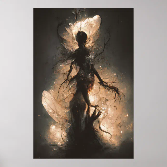 Enchanting Glowing Horror Fairy Abstract Poster | Zazzle