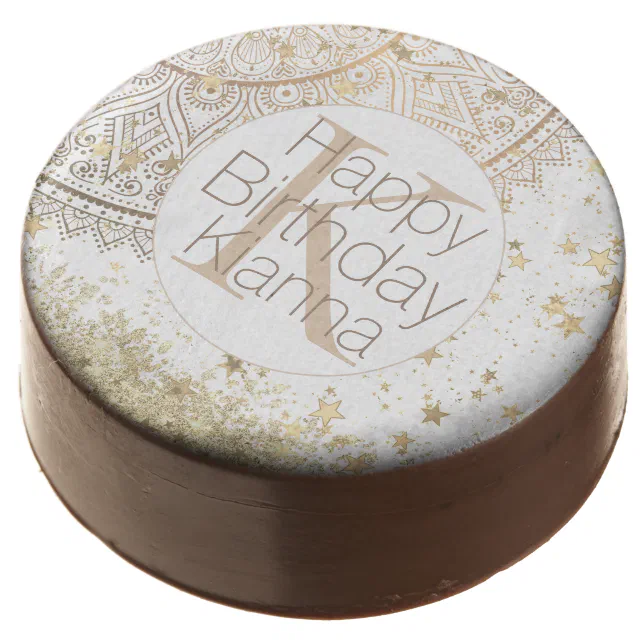 Enchanting Mandala with Gold Stars Monogram Chocolate Covered Oreo | Zazzle