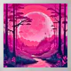 Enchanting Pink Moon: Cartoon Art Poster | Zazzle