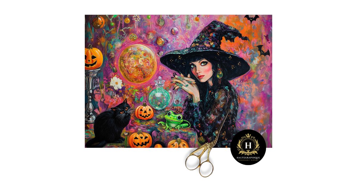 Enchanting Pumpkin Witch Halloween Decoupage Tissue Paper | Zazzle