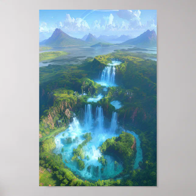 Enchanting Waterfall Poster | Zazzle