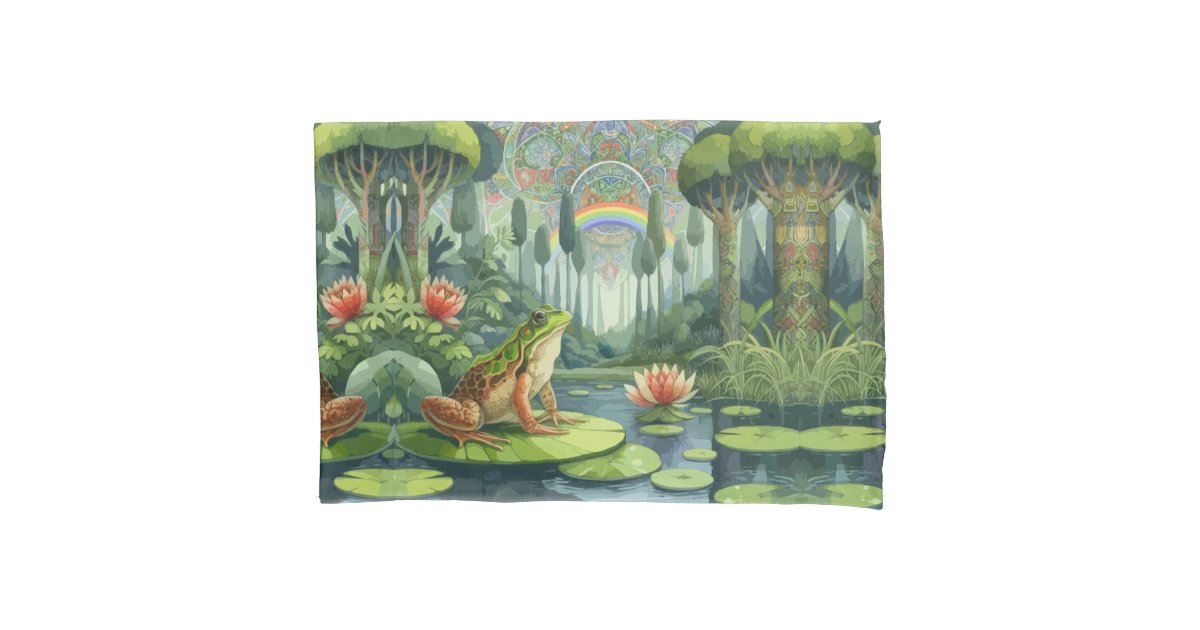 Enchanting William Morris Frog in a Forest Pillow Case | Zazzle