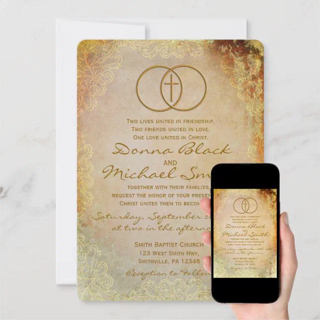 Encircled Cross Religious Wedding Invitations | Zazzle
