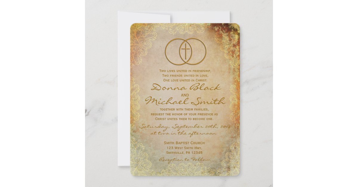Encircled Cross Religious Wedding Invitations | Zazzle