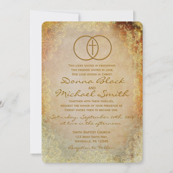 Encircled Cross Religious Wedding Invitations | Zazzle