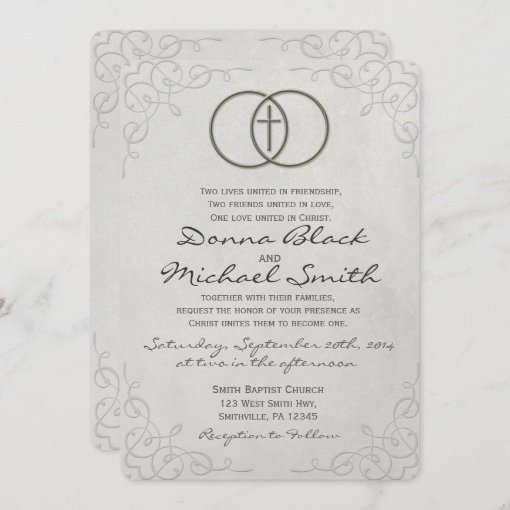 Encircled Cross Religious Wedding Invitations | Zazzle