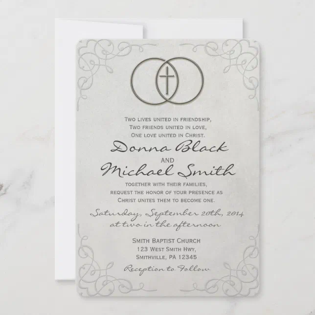 Encircled Cross Religious Wedding Invitations | Zazzle