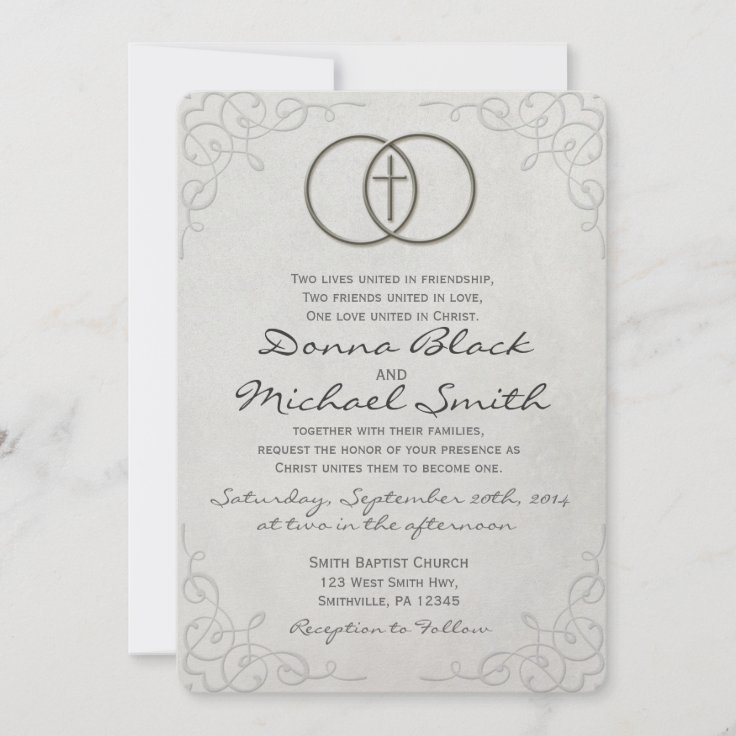Encircled Cross Religious Wedding Invitations | Zazzle
