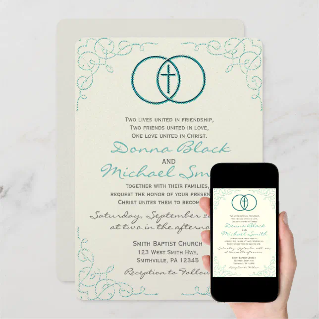 Encircled Cross Religious Wedding Invitations | Zazzle