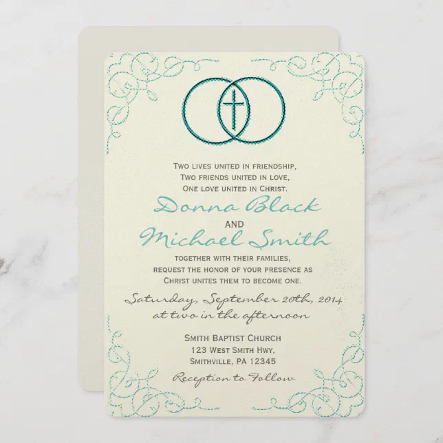 Encircled Cross Religious Wedding Invitations | Zazzle