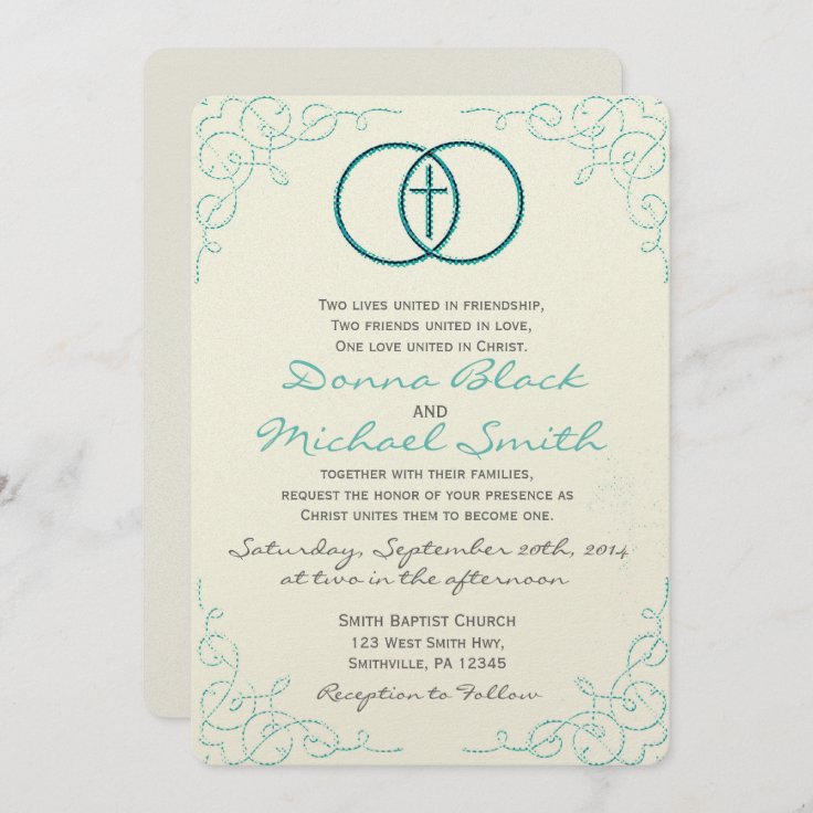 Encircled Cross Religious Wedding Invitations | Zazzle