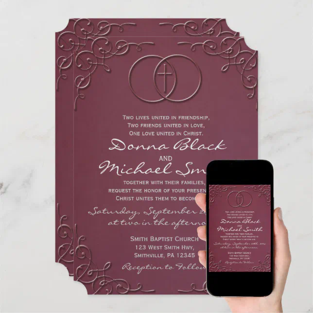 Encircled Cross Religious Wedding Invitations | Zazzle