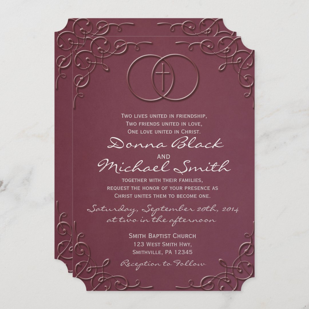 Encircled Cross Religious Wedding Invitations | Zazzle