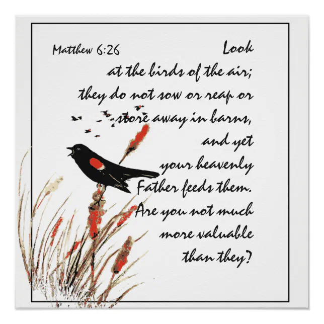 Encouraging Bible Scripture Matthew Bird of Air Poster | Zazzle