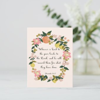 Encouraging Bible Verses Art - Proverbs 19:17 Postcard | Zazzle