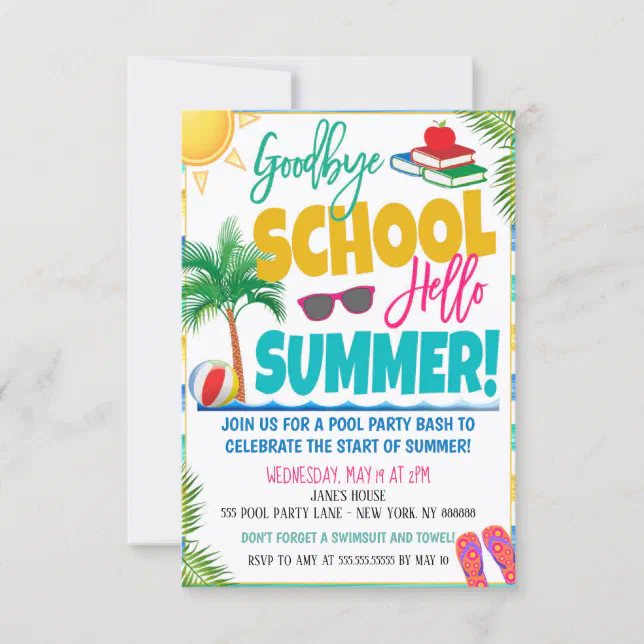End of School Year Summer Party Invitation | Zazzle