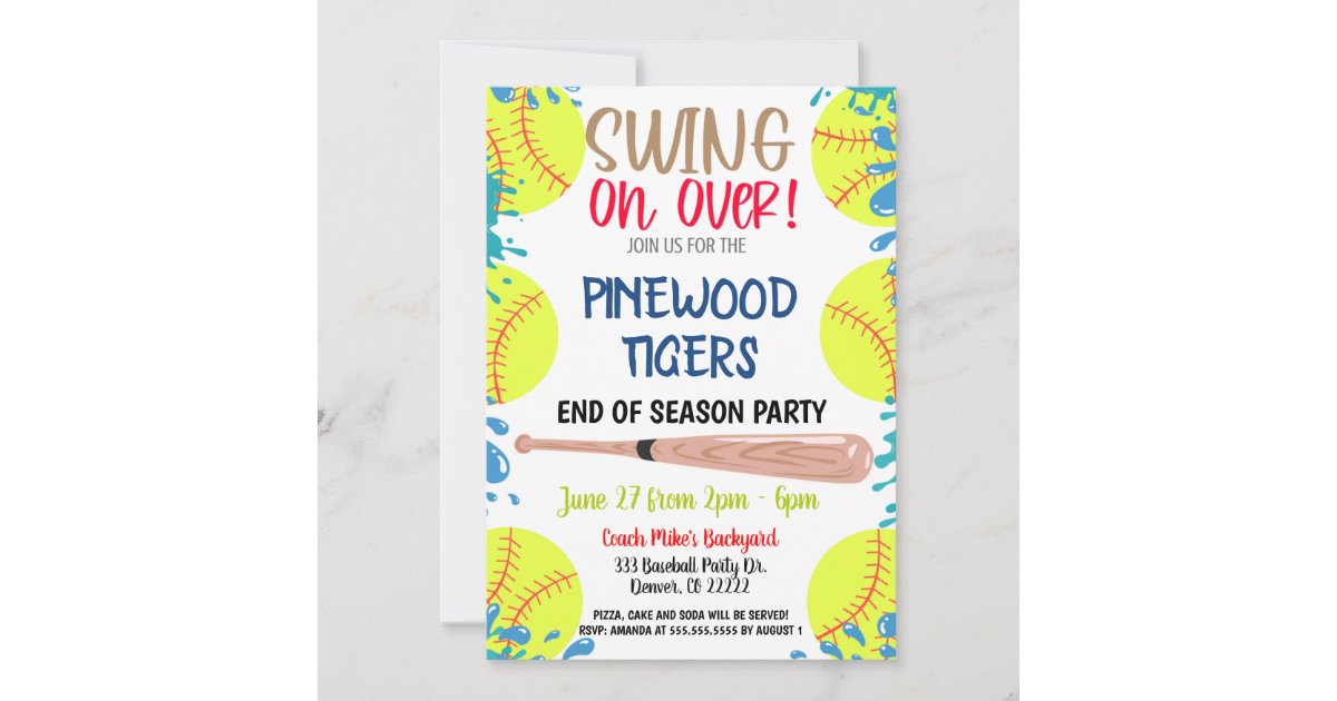 End of Season Softball Party Invitation | Zazzle