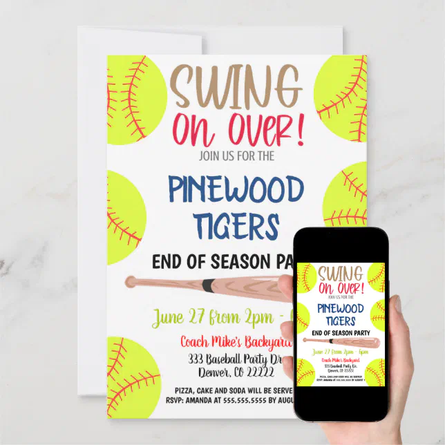 End of Season Softball Party Invitation | Zazzle