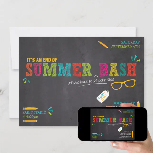 End of Summer / Back to School Bash Invitation | Zazzle
