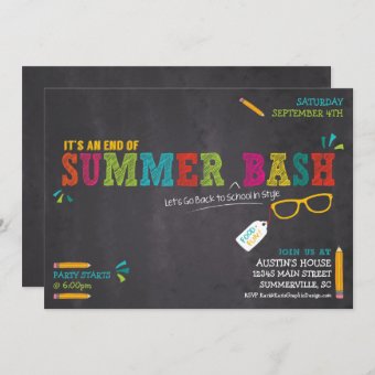 End of Summer / Back to School Bash Invitation | Zazzle
