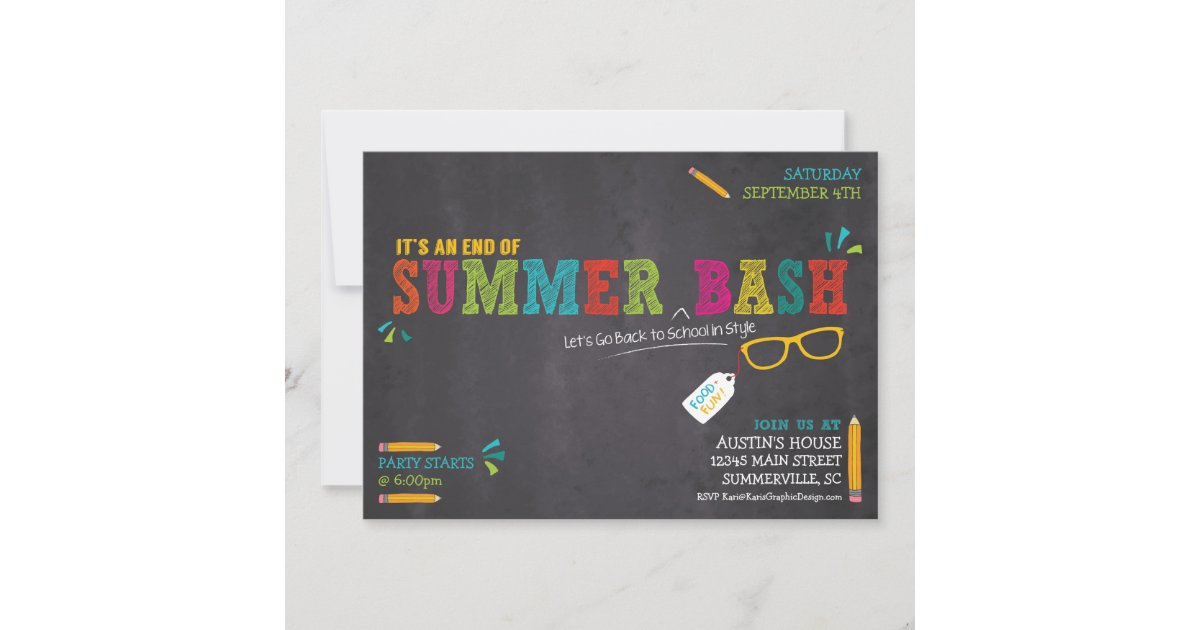 End of Summer / Back to School Bash Invitation | Zazzle