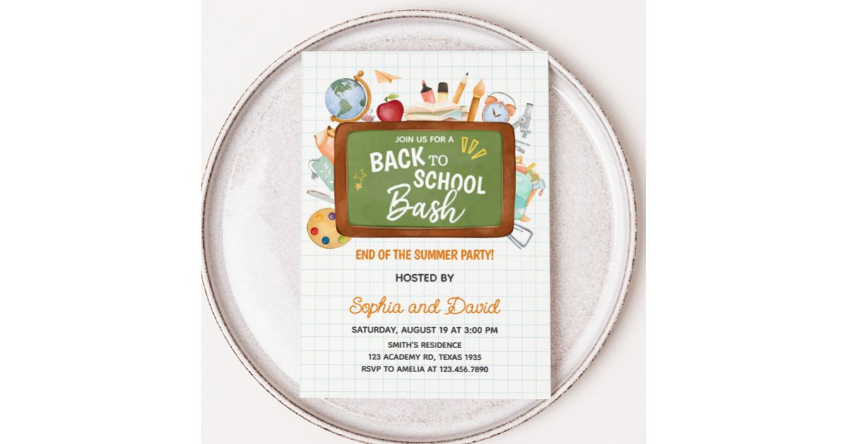 End of Summer Back to School Bash Party Invitation | Zazzle
