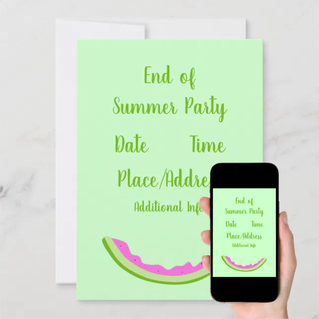 End of Summer Party Eaten Watermelon Rind Invitation | Zazzle