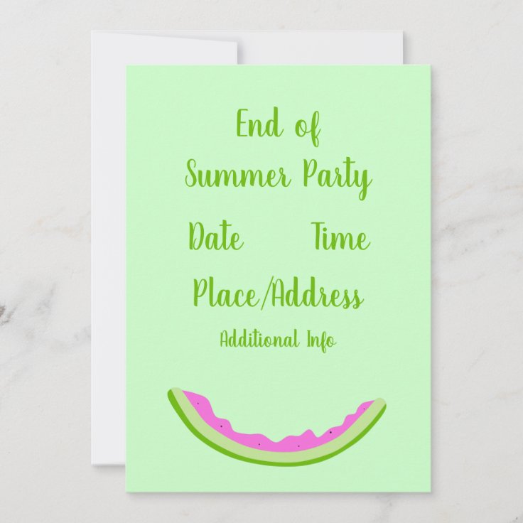 End of Summer Party Eaten Watermelon Rind Invitation | Zazzle