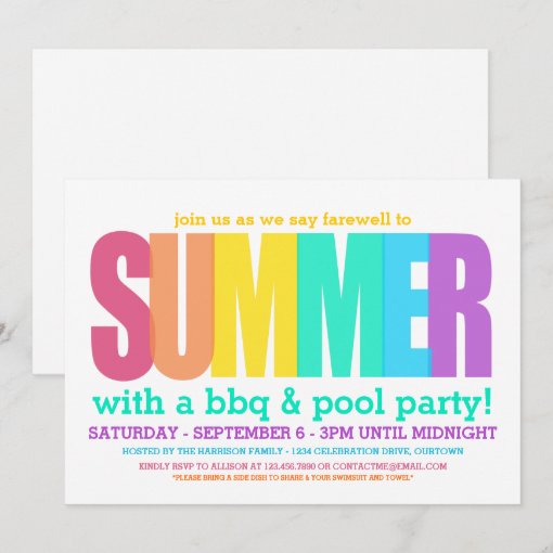 End of Summer Party Invitation | Zazzle