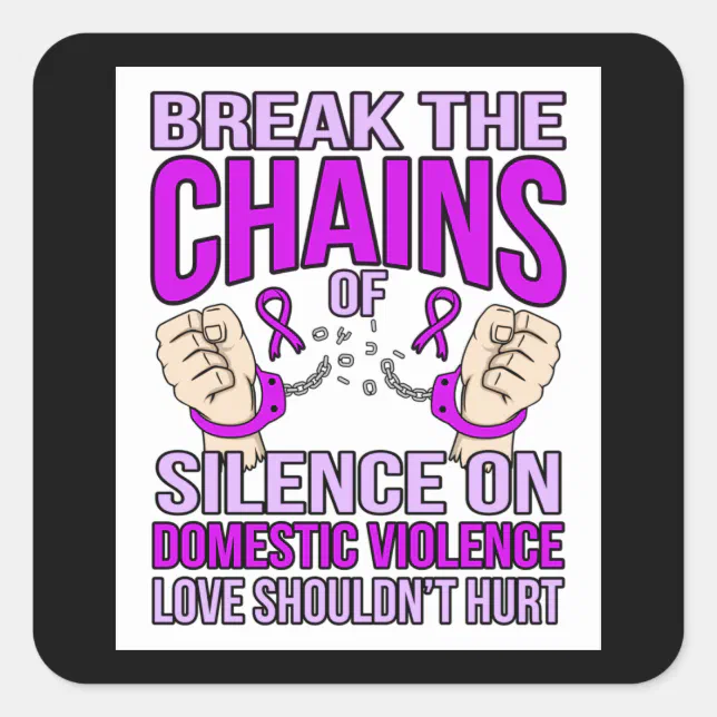 End Silence On Domestic Violence Support Awareness Square Sticker | Zazzle