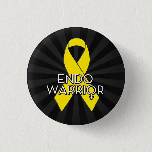 Endo Warrior Endometriosis Awareness Yellow Ribbon Pinback Button | Zazzle