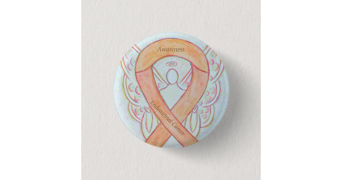 Endometrial Cancer Peach Awareness Ribbon Pins | Zazzle
