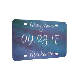 Energetic Blue Purple Teal Texas Storm Wedding License Plate | Zazzle