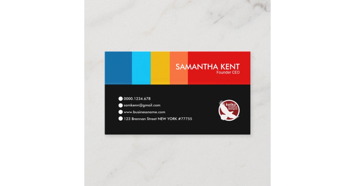 Energetic Colors Youthful Founder CEO Business Card | Zazzle.com