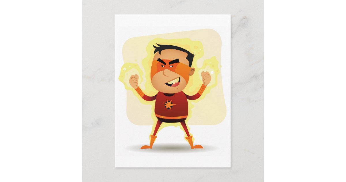 Energy Boy - Cartoon Superhero Superpower Postcard | Zazzle