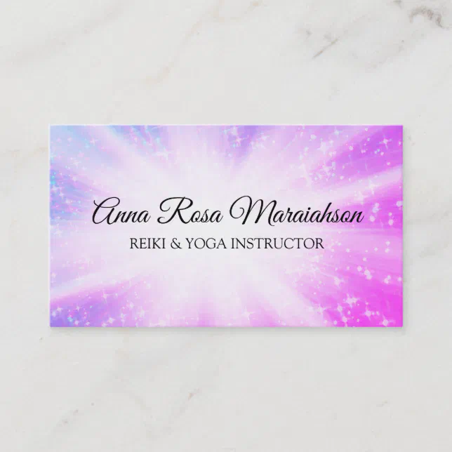 Energy Rays Healing Burst Sparkles Reiki Business Card | Zazzle
