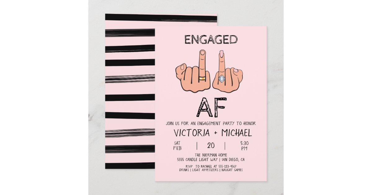 Engaged AF Funny Engagement Party Invitation | Zazzle