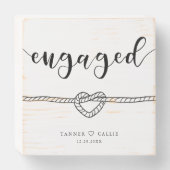 Engaged Heart Knot Modern Script Keepsake Wooden Box Sign | Zazzle